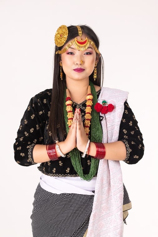 A beautiful girl doing Namaste - Photos Nepal