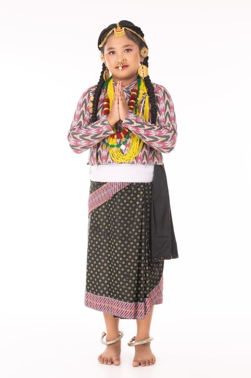 A beautiful little girl doing Namaste - Photos Nepal