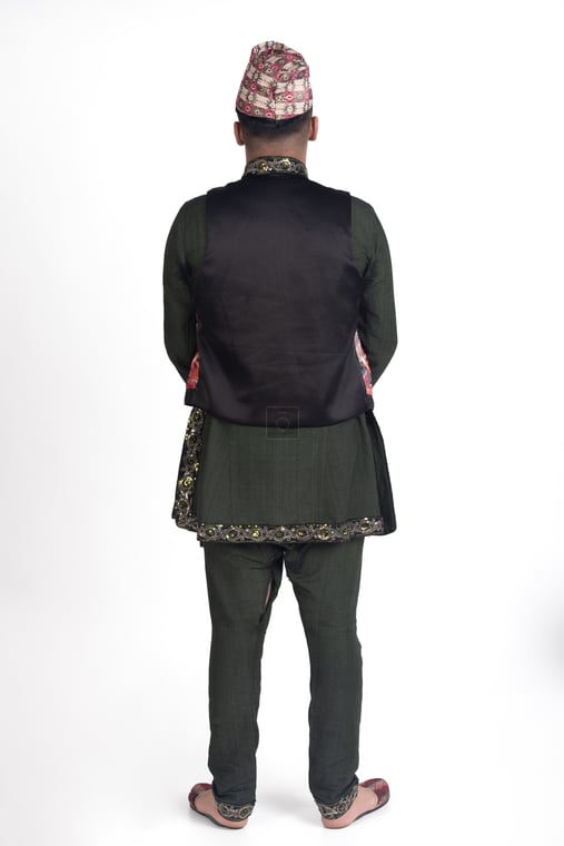 A guy in a green Daura Suruwal turning his back to the camera - Photos ...