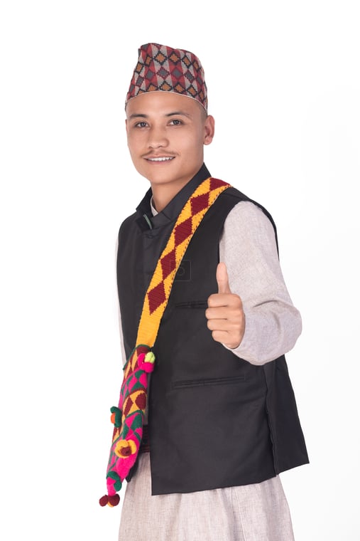 A handsome guy in Daura Suruwal giving thumbs up - Photos Nepal