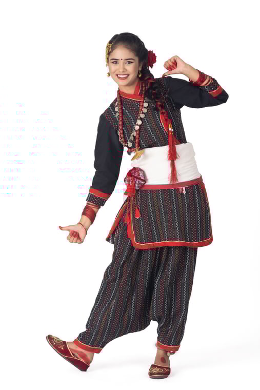 A Newari girl in dancing pose - Photos Nepal