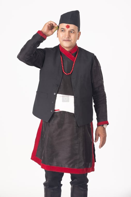 A handsome hunk Newari man posing for photos and celebrating Dashain ...