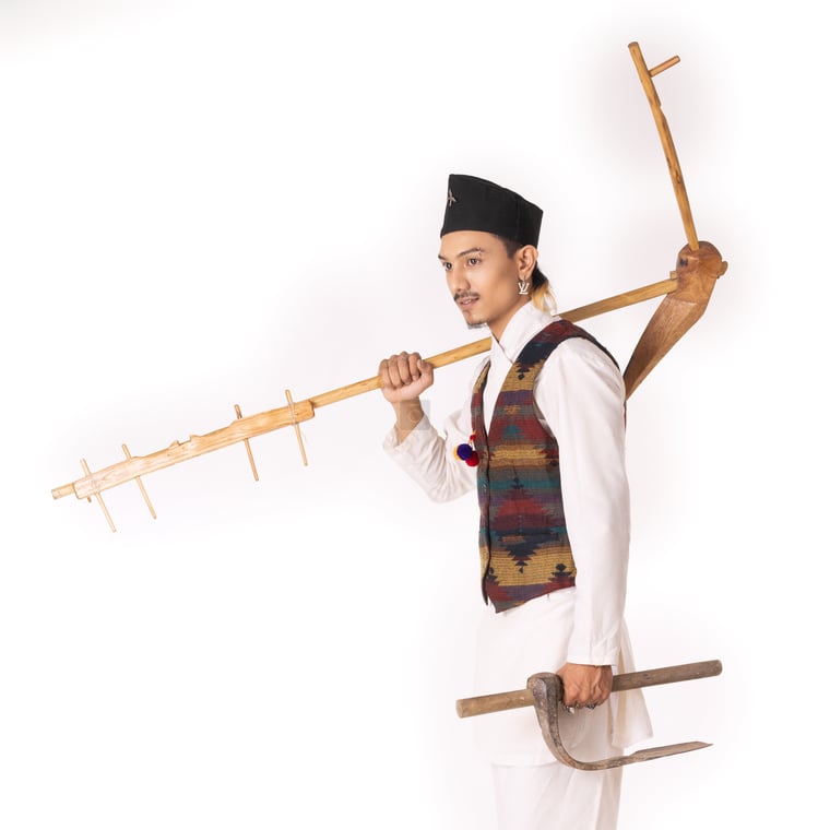 A traditional hardworking guy ready for the farming - Photos Nepal