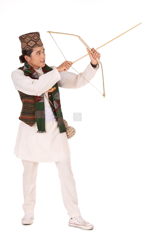 A traditional Rai boy is ready for hunting - Photos Nepal
