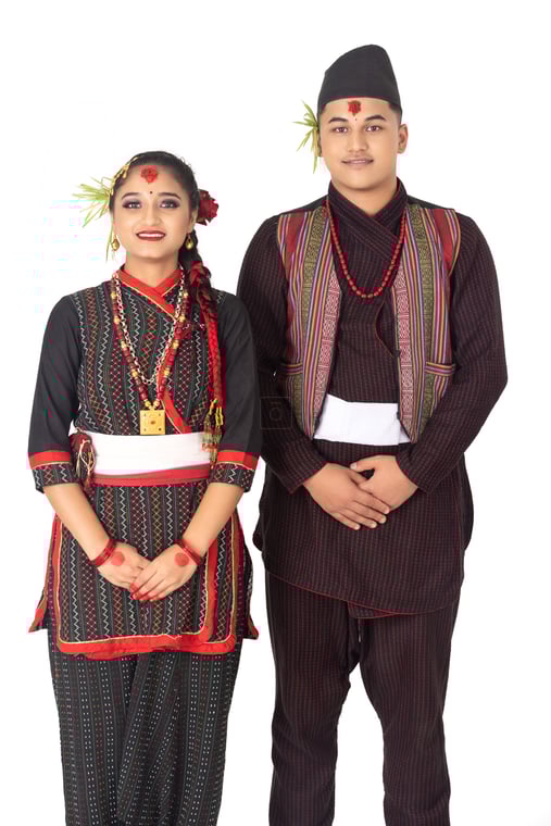 A wonderful couple in classical Newari garb spreading dashain vibes ...