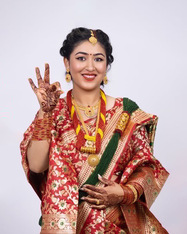 Beautiful and Approving Nepali Behuli in Traditional Red Wedding Attire ...