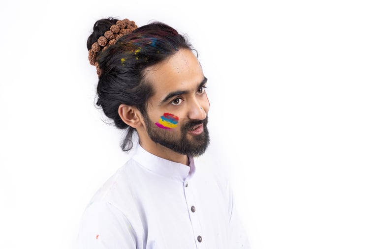 A Closer Look: Nepali Man Celebrates Holi with Rudraksha Mala - Photos ...