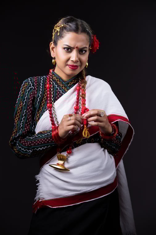 A Newari Girl in Traditional Dress with a Disgusting Expression ...