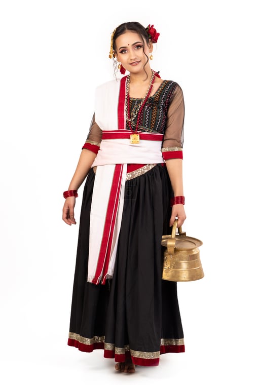 Beautiful Full Figure Newari Girl with Kalaha, Newari Puja Basket ...