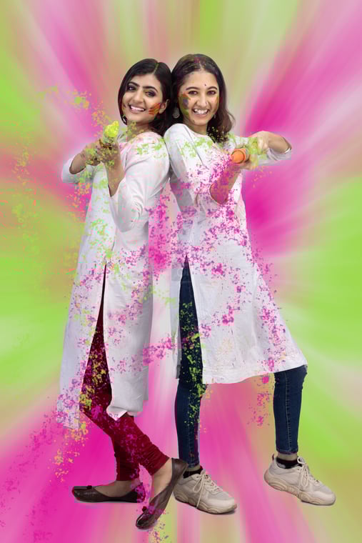 Celebrating Holi with Pichkaris: Two Nepali Girls Pose for the Camera ...