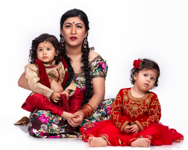 Charming Nepalese family portrait with a loving mother, son, and ...