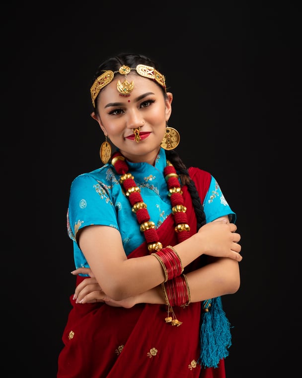 Confident Magar Beauty Showcasing Traditional Dress and Jewelry ...
