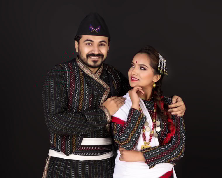 Cultural Beauty on Display - Newari Couple in Haku Patasi and Tapalan ...