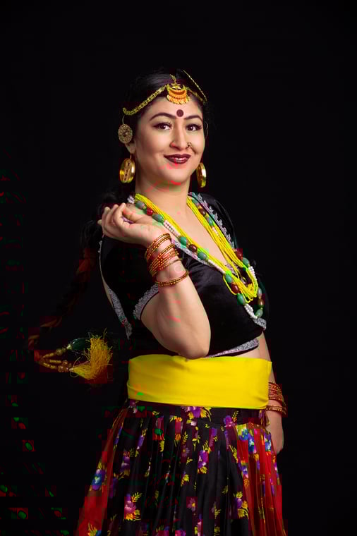 Happy Tamang Woman in Tamang Shelo Dress - Photos Nepal