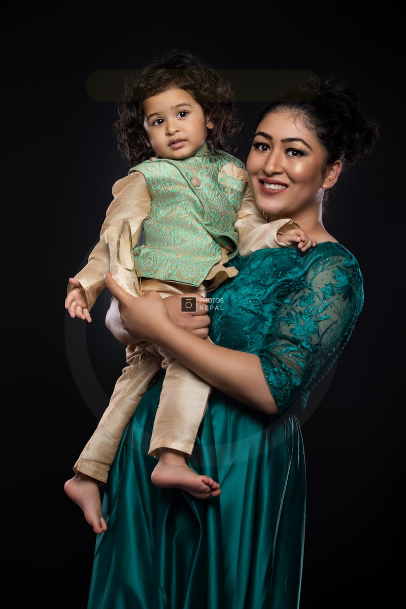 Joyful Nepali Mother And Son Celebrating Festivals In Traditional Attire Photos Nepal