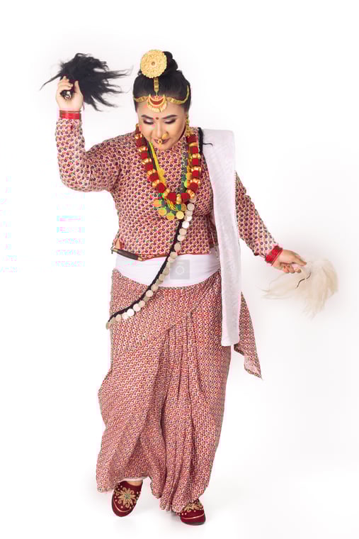 Kirati Woman Dances with Pomi during Sakela Udhauli Ubhauli Festival ...