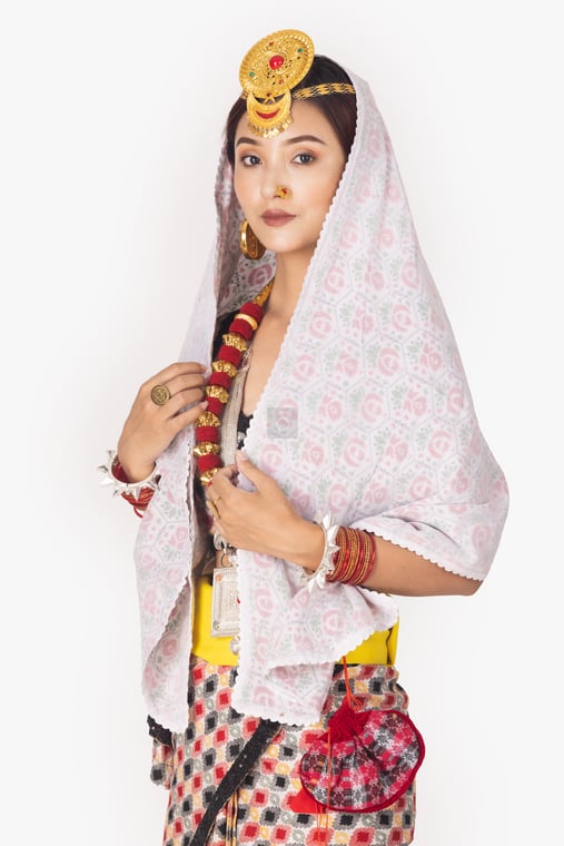 Limbu Jewelry and Limbu Dress on Limbu Girl - Photos Nepal