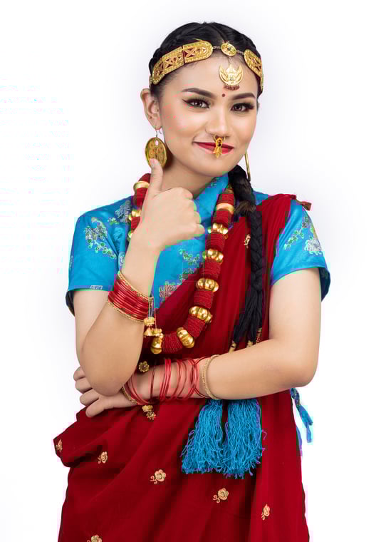 Magar Beauty Showing Like with Traditional Attire on White Background ...
