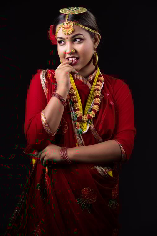 Magar Culture's Elegant Traditional Attire Adorning a Shy, Adorable and ...