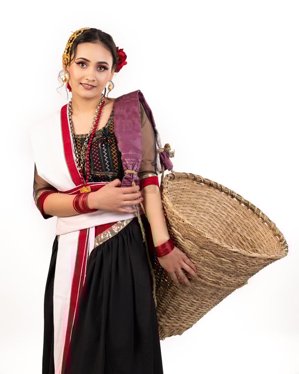 Mid Shot Photo of Beautiful Newari Girl Carrying Doko, Traditional ...