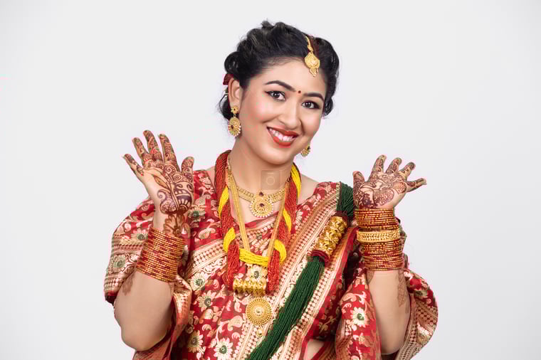 Nepali Bridal Beauty of a Behuli with Mehendi on both hands - Photos Nepal