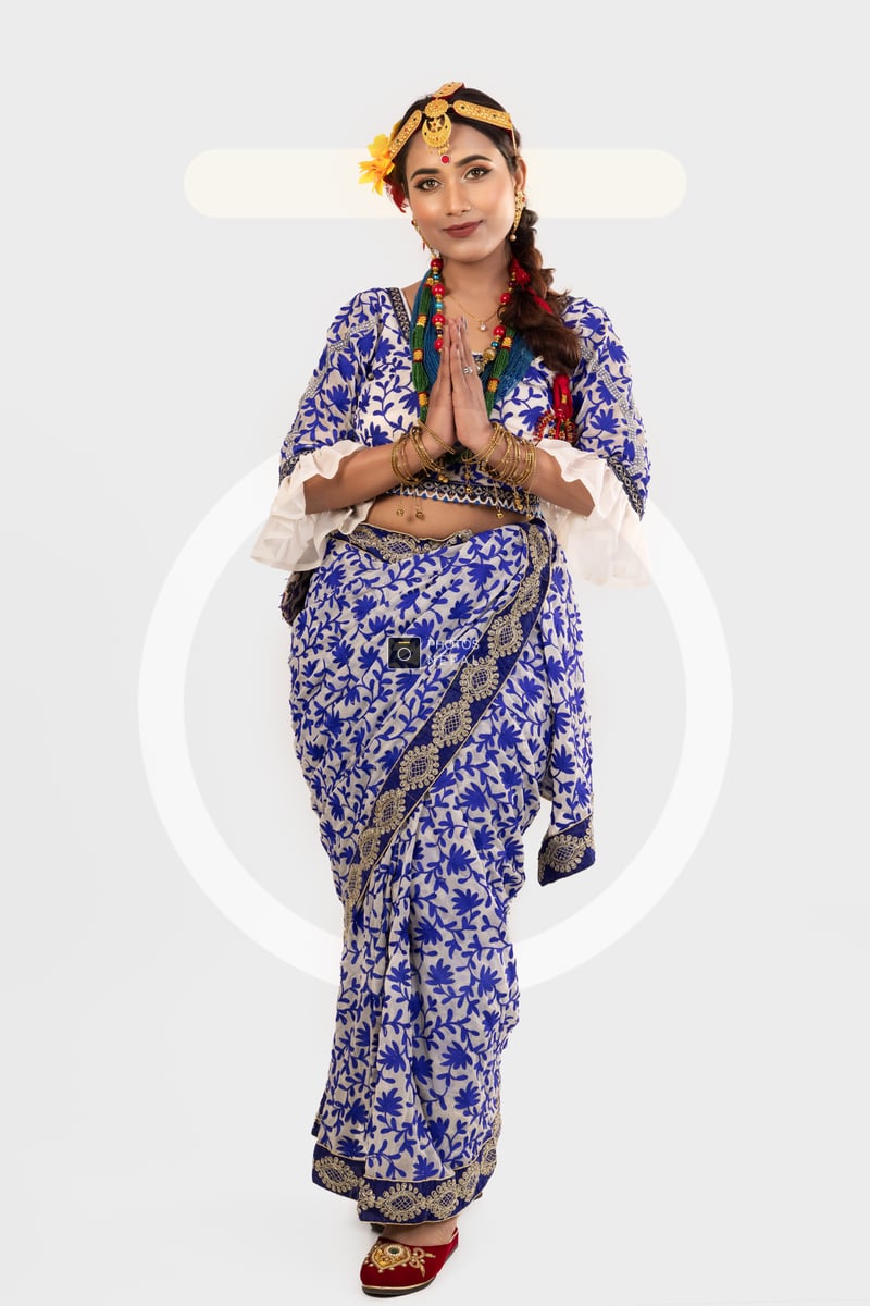 Nepali Girl Greeting Namaste In Traditional Dress And Jewellery Photos Nepal