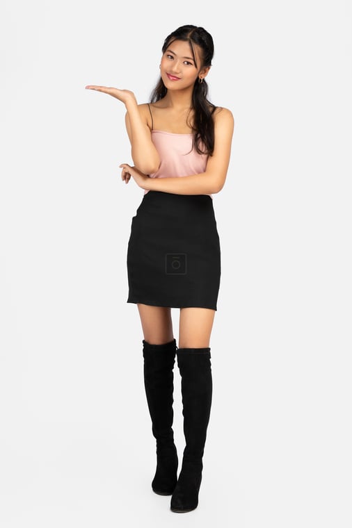Nepali Girl Showing Left Palm in Full-Figure Portrait - Photos Nepal
