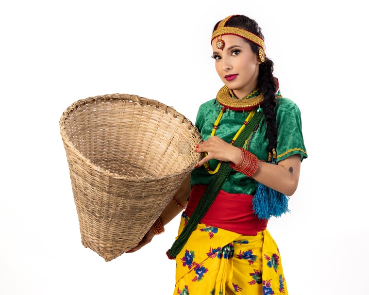 Nepali Girl with Empty Doko - A Symbol of Tradition and Hard Work ...
