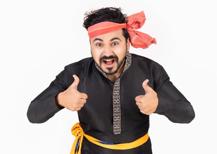 Nepali Terai man giving double thumbs up - Photos Nepal