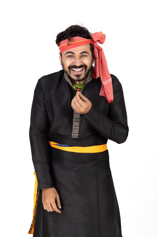 Nepali Terai Man Holding Paan and Smiling - Photos Nepal