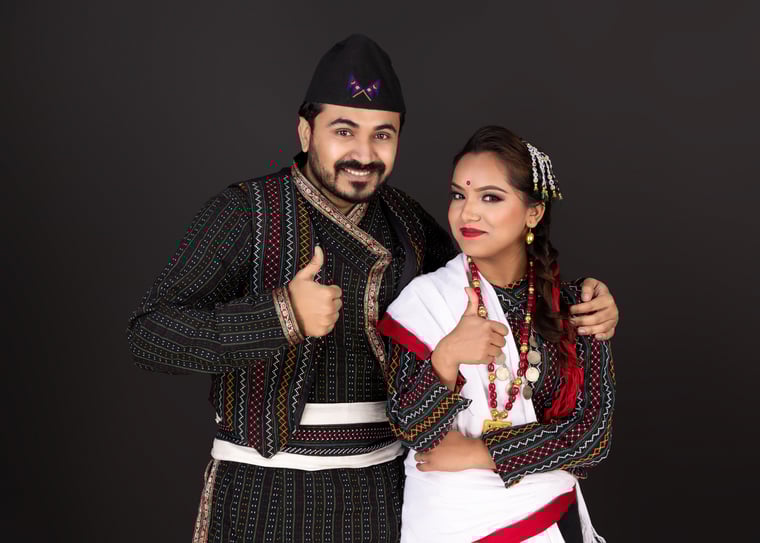 Newari Couple Giving Double Thumbs Up in Newari Cultural Dress - Photos ...