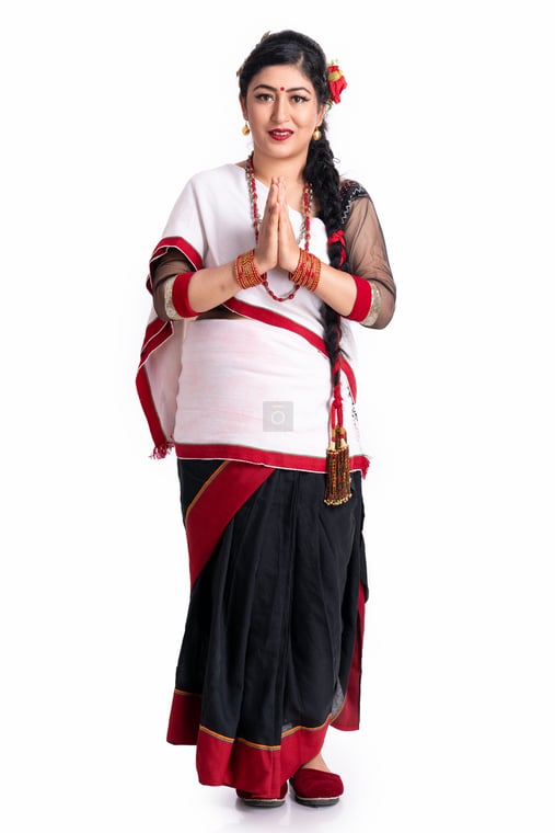 Newari Girl Giving Namaste In Nepali Dress Photos Nepal