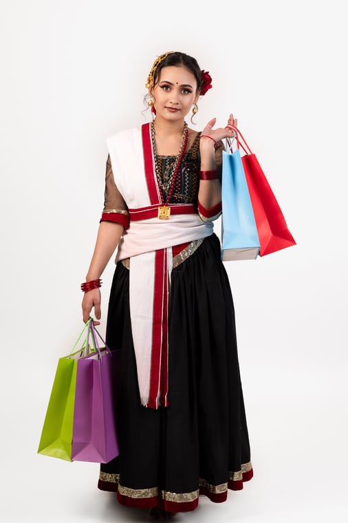 Newari Maicha in Traditional Newari Dress and Jewelry - Photos Nepal