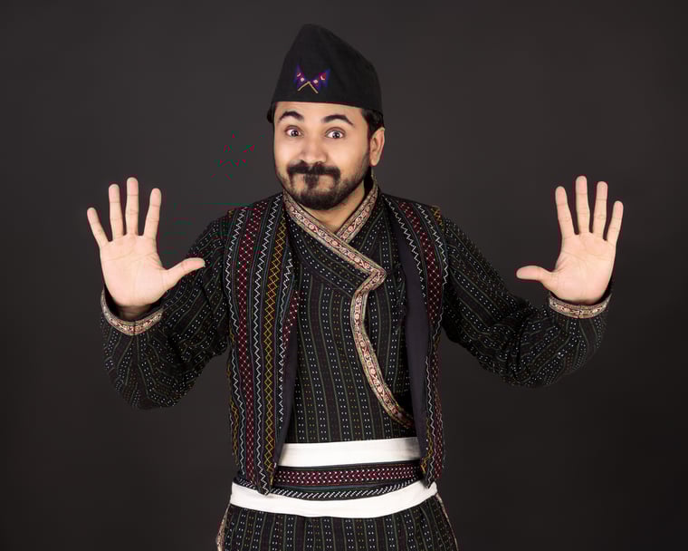 Newari Man Showing Both Hands with Ten Fingers - Photos Nepal