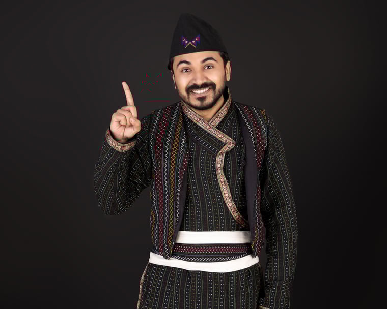 Newari Man Showing Number One - Photos Nepal