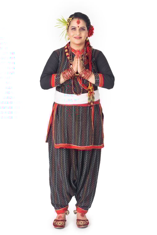 Newari Woman Celebrating Dashain with Tika and Jamara Namaste - Photos ...