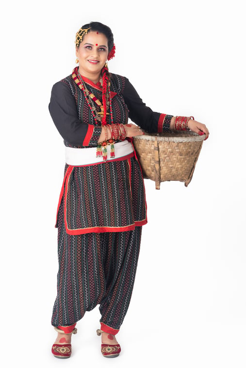 Newari Woman Holding a Basket, Daalo - Commercial Stock Image - Photos ...
