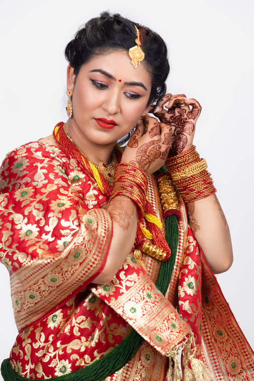 Radiant Nepali Bride with Mehendi, Jewelry and Bridal Makeup - Photos Nepal