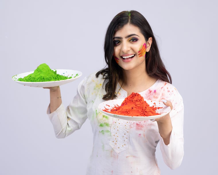 Radiant Nepali Girl - Presenting Holi Colors with a Smile - Photos Nepal
