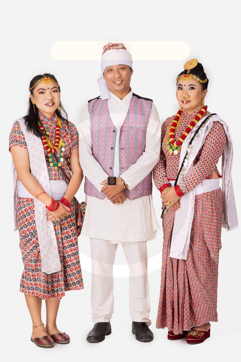 Royalty Free Nepali Stock Image Of Three Adults In Traditional Rai royalty-free-nepali-stock-image-of-three-adults-in-traditional-rai