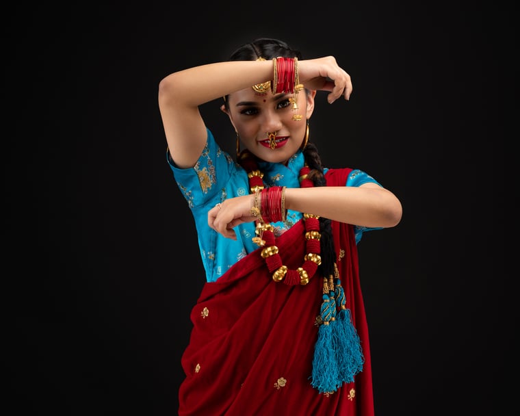 Traditional Magar Girl proudly displaying her bangles - Photos Nepal