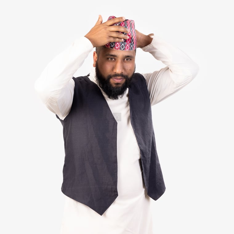 Typical Nepali Man Wearing Traditional Nepali Dhaka Topi - Photos Nepal