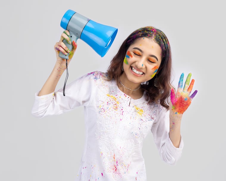 Young Nepali Girl Celebrates Holi with Megaphone and Stop Sign - Photos ...