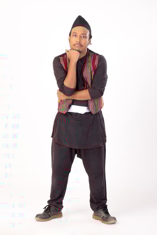 A Handsome Newari man showing surprise - Photos Nepal