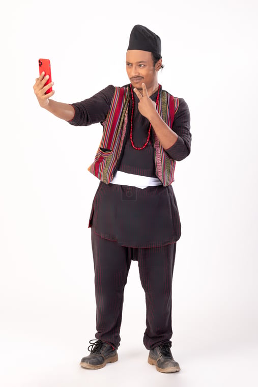 A Handsome Newari man taking a selfie - Photos Nepal