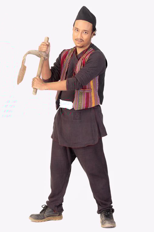 A Handsome Newari man with Kodalo - Photos Nepal