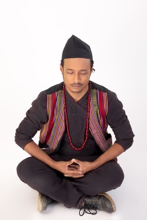 Newari Man Meditating - Photos Nepal