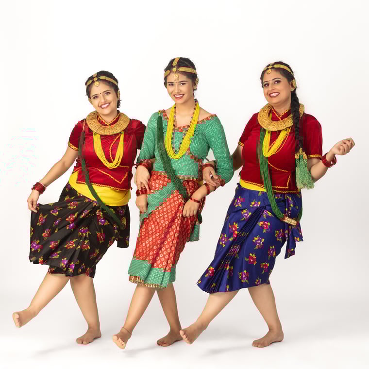 Three beautiful ladies dancing - Photos Nepal