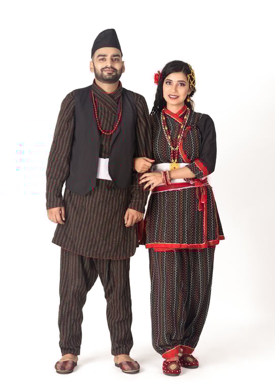 A beautiful Newari couple holding hands together - Photos Nepal