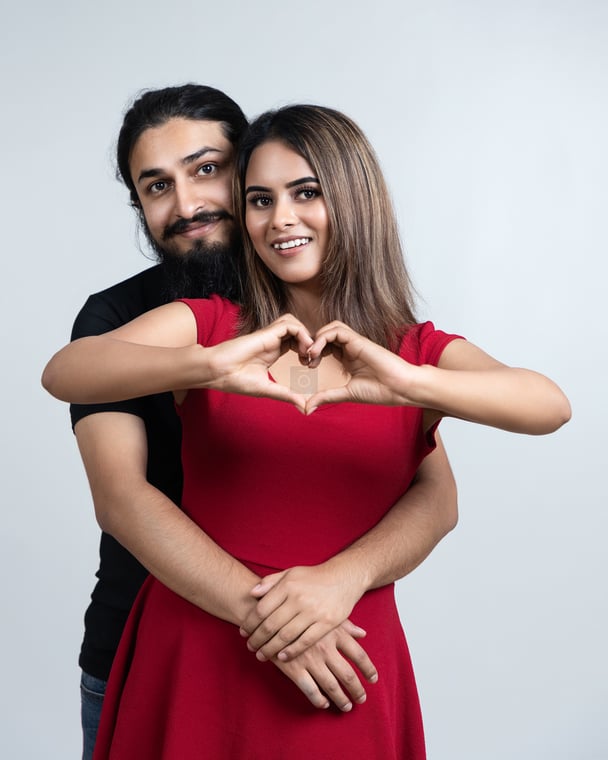 A lovely couple showing heart signs - Photos Nepal